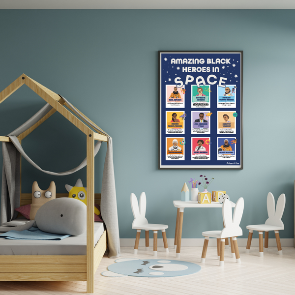 Amazing Black Space Heroes Poster A3 – Imagine Me Stories